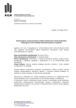 Harmonogram Przeprowadzania Bada Ankietowych W r d
